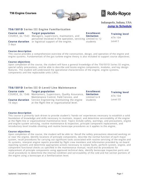 T56 Engine Courses Indianapolis, Indiana, USA Jump ... - Rolls-Royce