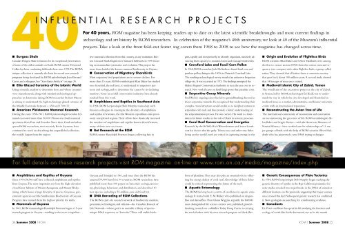 Top 40 ROM Projects - Royal Ontario Museum