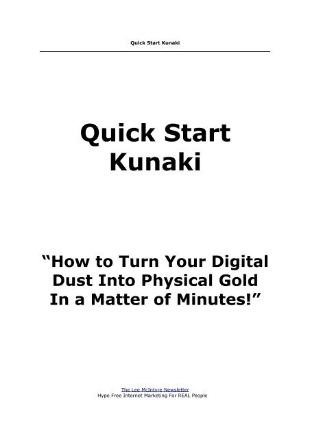 Quick Start Kunaki - Free Ebooks Online