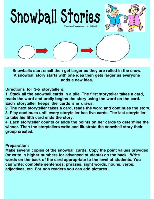 snowball stories.PDS - Teacher Treasures