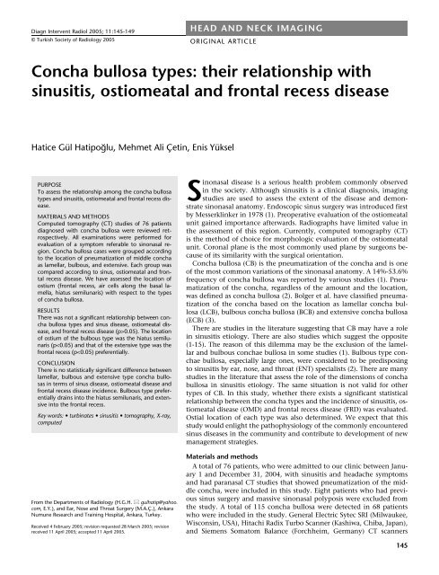 Concha bullosa types - Diagnostic and Interventional Radiology