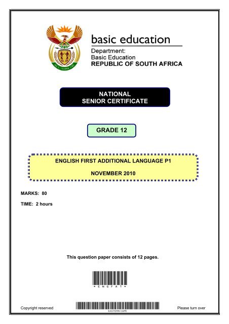 GRAAD 12 NATIONAL SENIOR CERTIFICATE GRADE 12