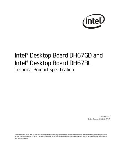 IntelÂ® Desktop Board DH67GD and IntelÂ® Desktop Board DH67BL ...
