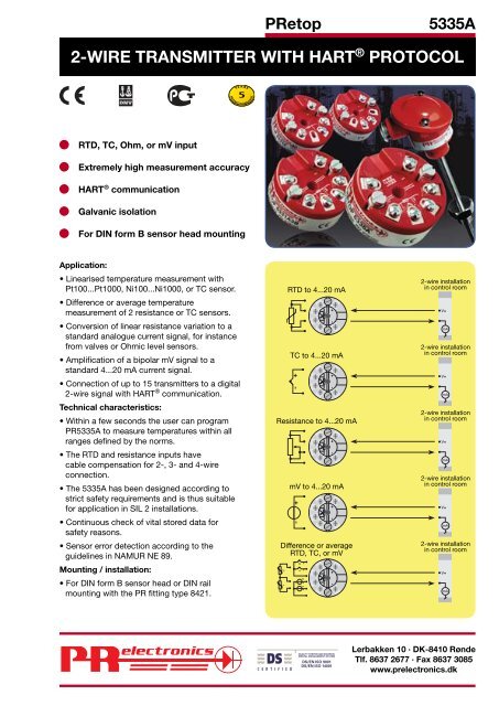 2-WIRE TRANSMITTER WITH HART PROTOCOL