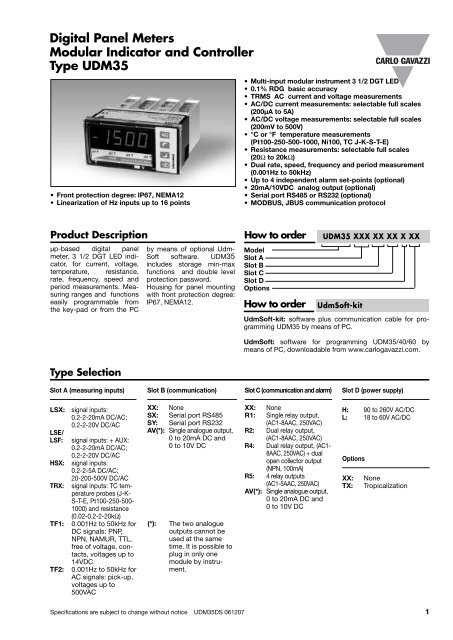 Digital Panel Meters Modular Indicator and Controller Type UDM35
