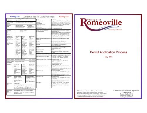 permit application flow chart - Village of Romeoville