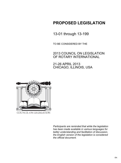 2013 Proposed Legislation - Rotary International