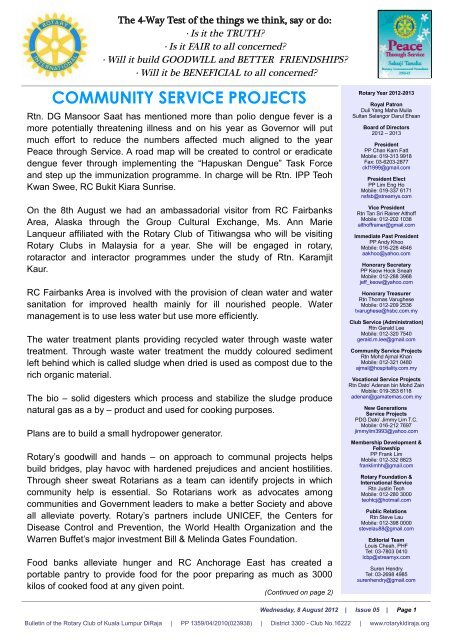 community service projects - Rotary Club of Kuala Lumpur DiRaja