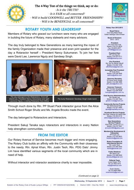 INTERACT CLUB Volunteer Hours: 1 Quarter