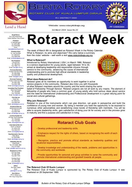 Rotaract Week - Rotary Club of Kuala Lumpur DiRaja