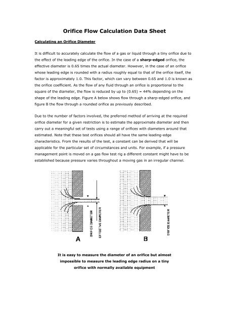 Orifice Flow Calculation Data Sheet - Blow Moulding Controls