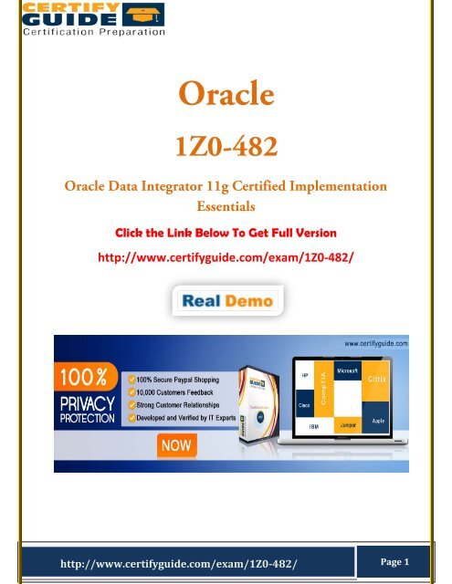 1Z0-482 Exam Questions - Pass in First Attempt.