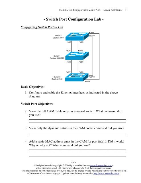 Switch Port Configuration Lab Router Alley