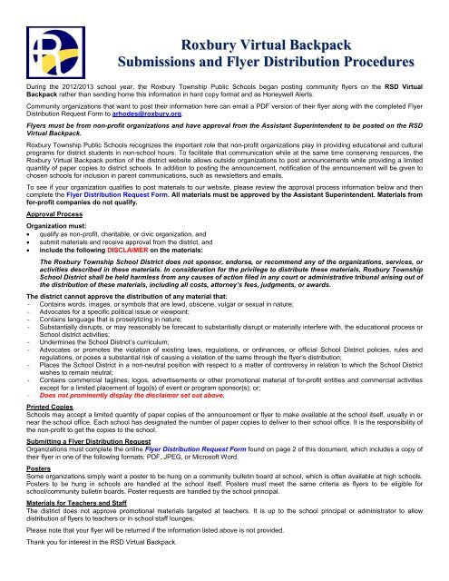 Flyer Distribution Procedures and Request Form - Roxbury School ...