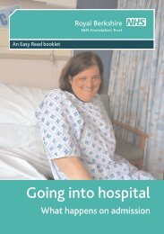 MAP AND CATERING FACILITIES Royal Berkshire Hospital