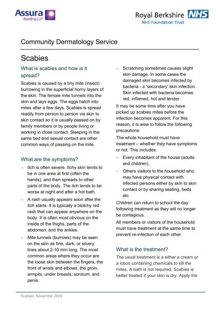 Scabies - The Royal Berkshire NHS Foundation Trust