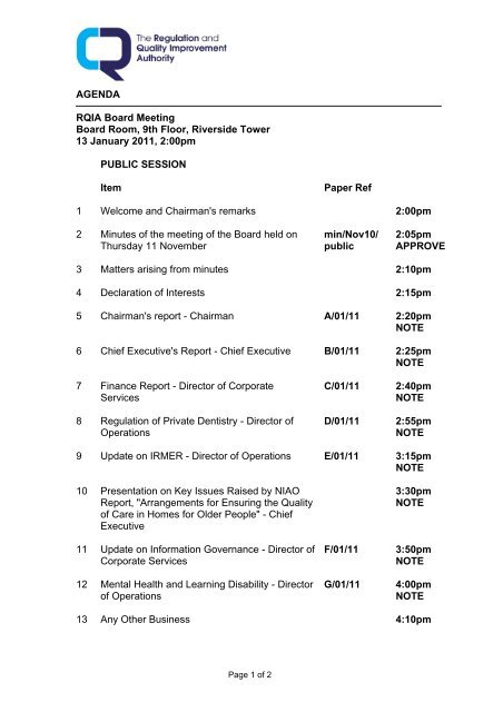 January 2011 - Regulation and Quality Improvement Authority
