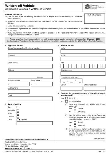 Written Off Vehicle Notification - RTA