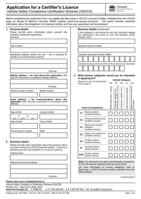 VSCCS application form - RTA