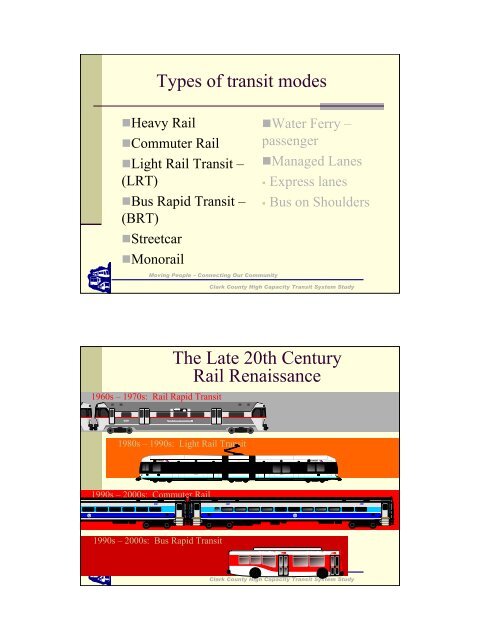 Types of transit modes The Late 20th Century Rail Renaissance