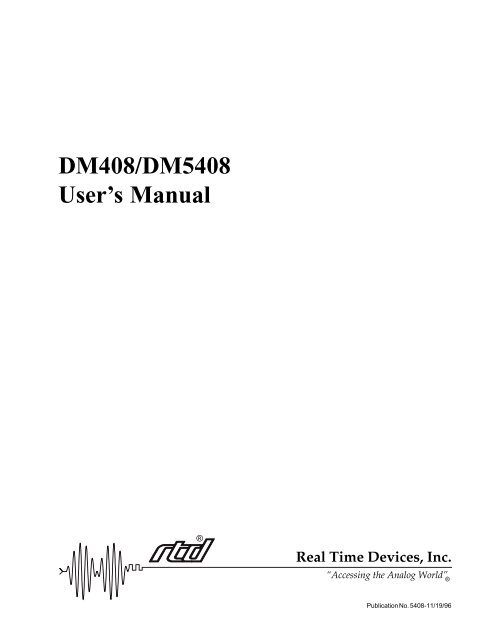 DM408 and DM5408 MANUAL - RTD Embedded Technologies, Inc.