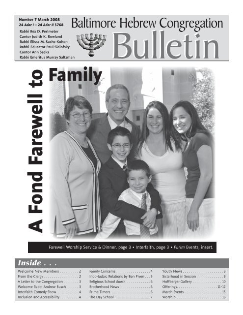 A Fond Farewell to - Baltimore Hebrew Congregation