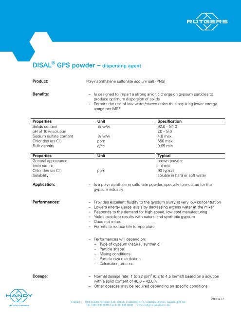 GPS powder â dispersing agent