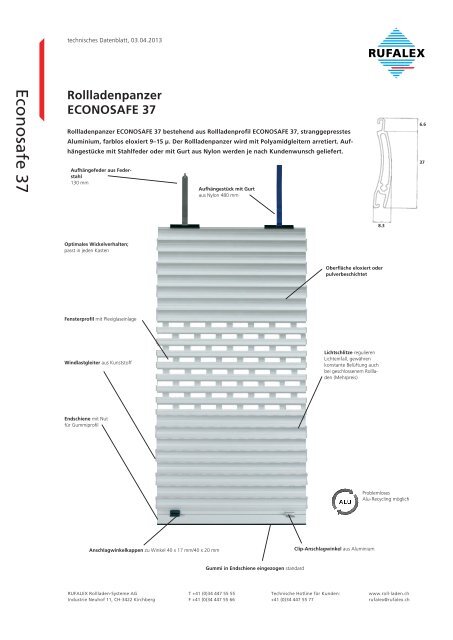 Rollladenpanzer ECONOSAFE 37 - Rufalex Rollladen-Systeme AG