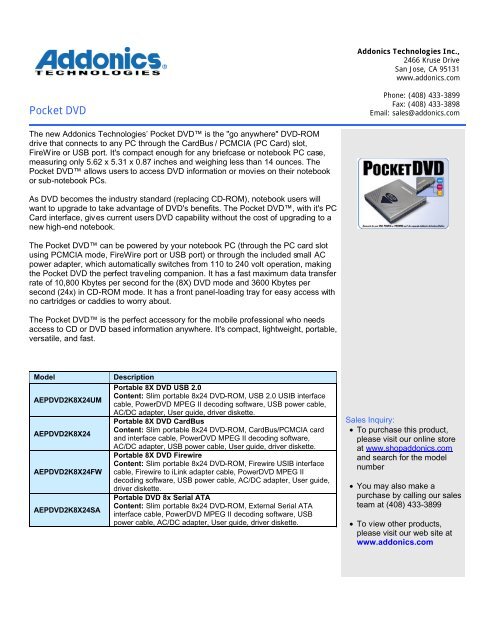 Pocket DVD - Addonics