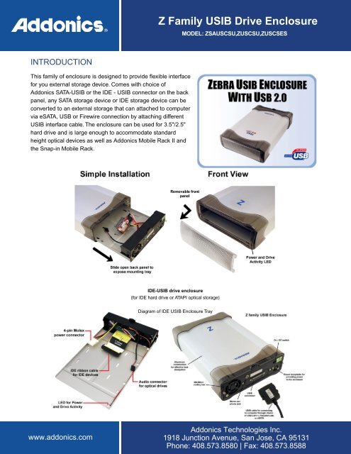 Z Family USIB Drive Enclosure - Addonics