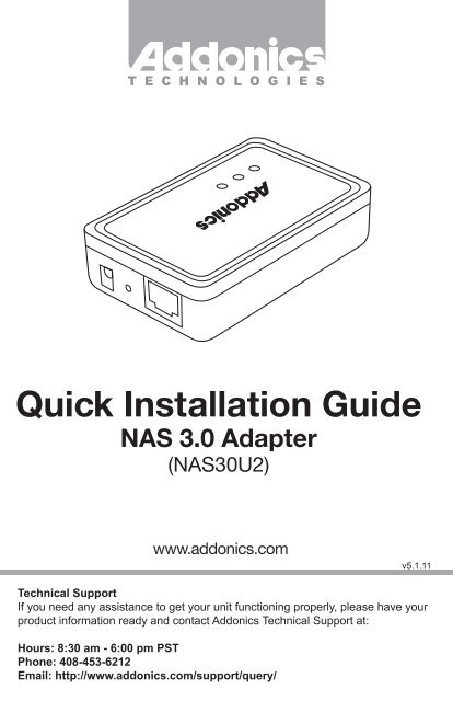 Quick Installation Guide NAS 3.0 Adapter - Addonics