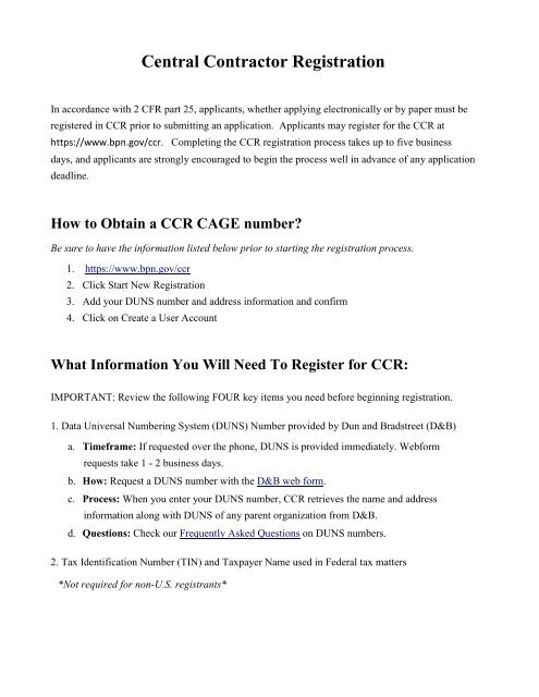Central Contractor Registration