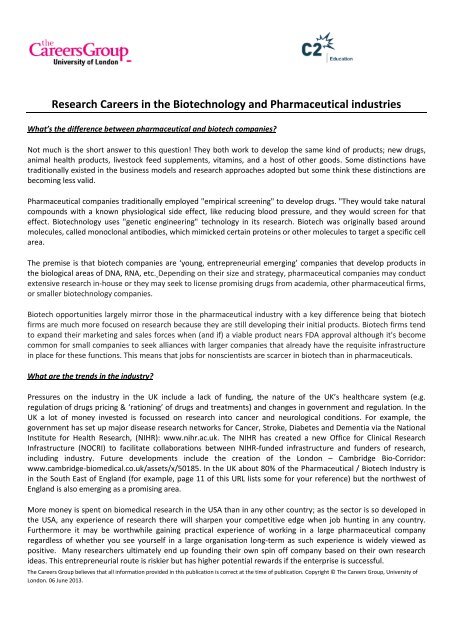 Biotechnology Careers Research Careers In The Biotechnology And