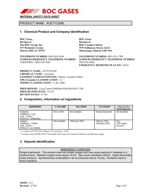 Safety Data Sheet Acetylene, 46% OFF