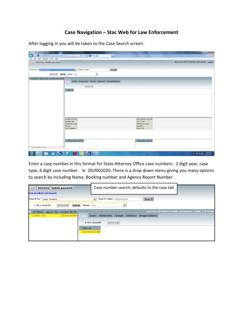 Case Navigation â Stac Web for Law Enforcement