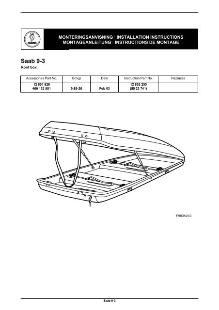 Saab 12801929 instructions in English - SaabDocs.com