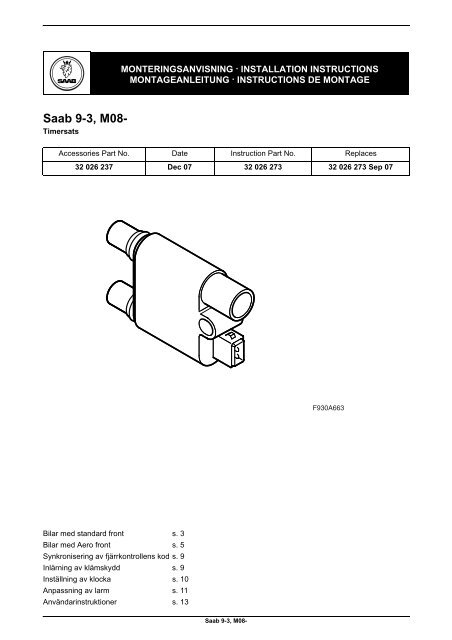 Saab 9-3, M08- - SaabDocs.com