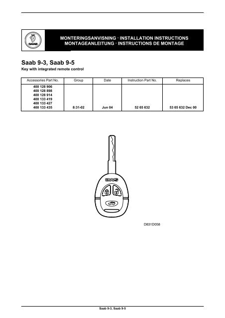 Saab 400133427 instructions in English - SaabDocs.com