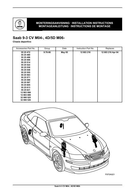 Saab 9-3 CV M04-, 4D/5D M06- - SaabDocs.com
