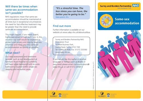 Same Sex Accommodation Surrey And Borders Partnership Nhs
