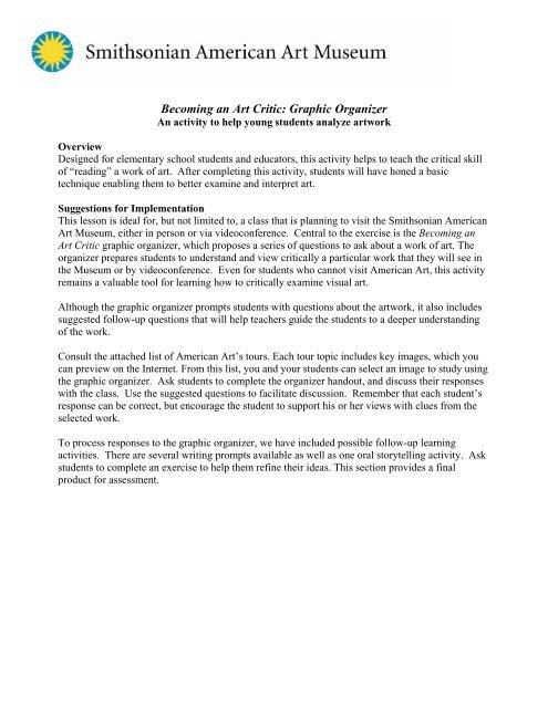 Becoming an Art Critic Activity: Graphic Organizer - Smithsonian ...