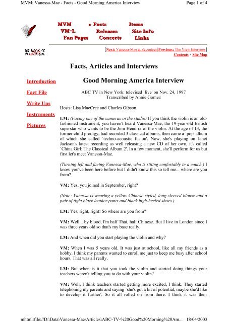 Facts, Articles and Interviews Good Morning America Interview