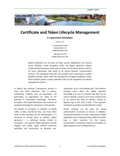 Certificate and Token Lifecycle Management - CV Cryptovision Gmbh