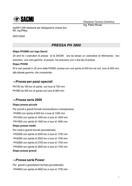 pressa ph 3800 - Sacmi