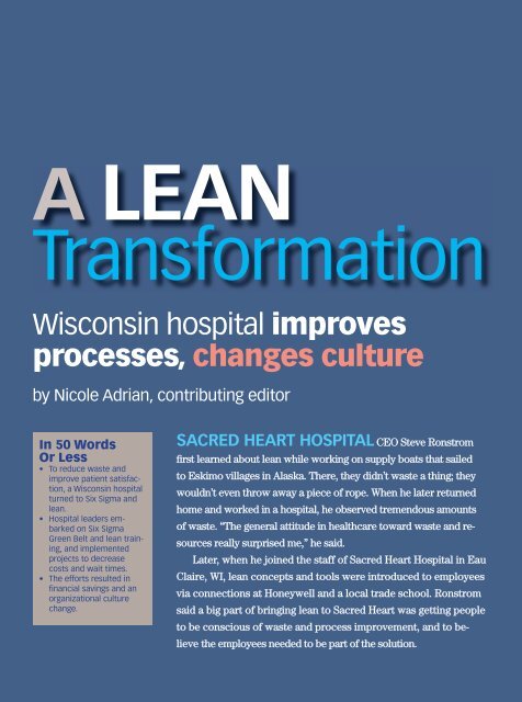 A LEAN - Sacred Heart Hospital