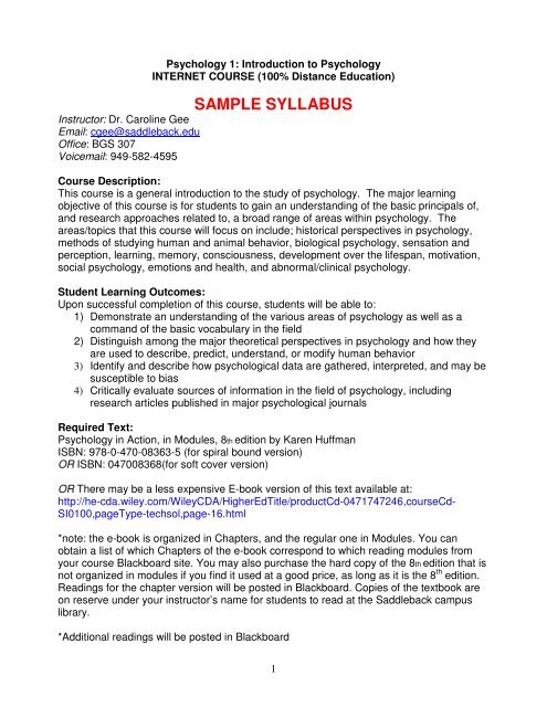 SAMPLE SYLLABUS - Saddleback College