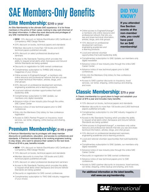 SAE Members-Only Benefits - SAE Detroit Section