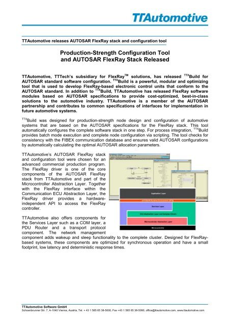 Production-Strength Configuration Tool and AUTOSAR FlexRay ...