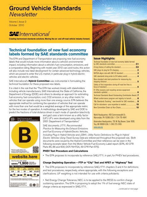 Ground Vehicle Standards Newsletter - SAE