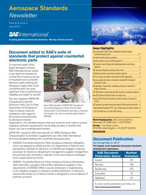 Aerospace Standards Newsletter - SAE